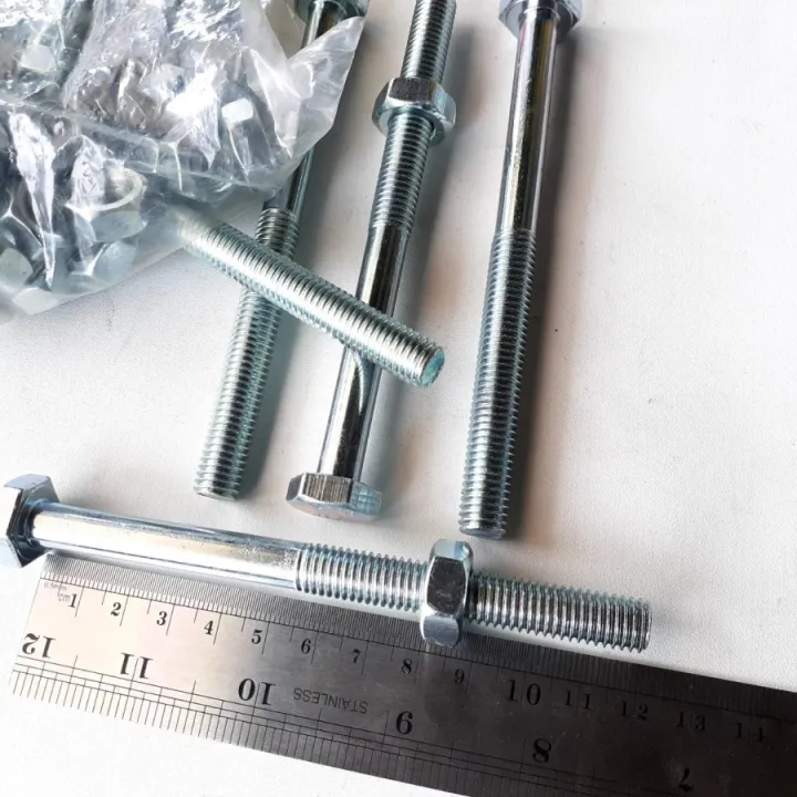 BAUT MUR M10 X 120 PUTIH BMP M10X120 PANJANG 12CM 12 CM KUNCI 17 ...