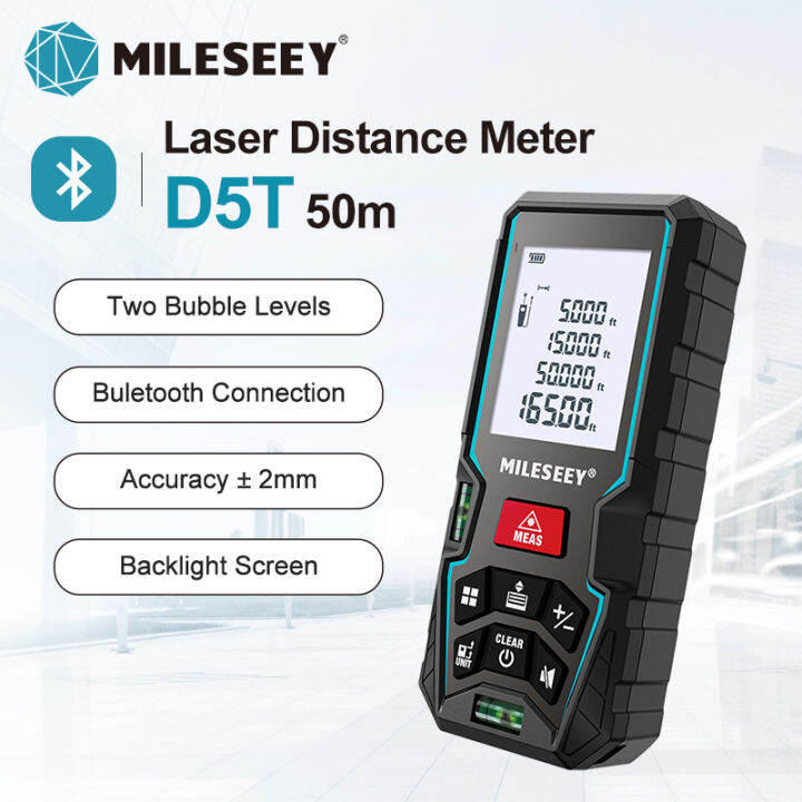 Mileseey Laser Distance Meter with Bluetooth D5T 50m Laser Measurement ...