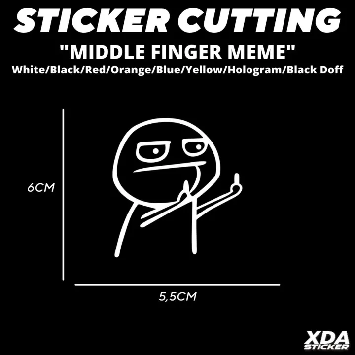 Stiker Cutting Middle Finger Meme Bahan Reflektif 8 Varian Warna ...