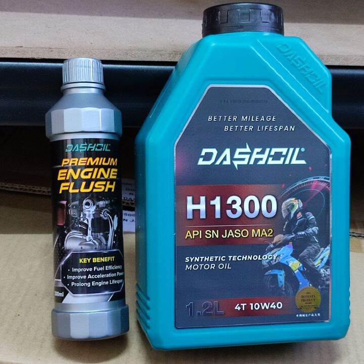 Combo DashOil H1300 Semi 1.2 Liter 4T 10w40 and Premium Engine Flush ...