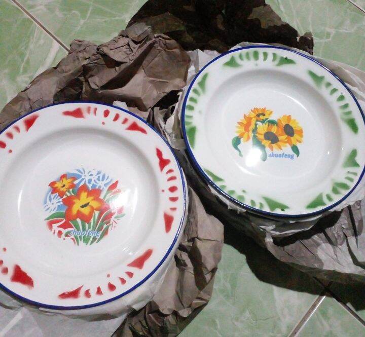 Piring Seng Enamel 22 cm Piring Emnamel Motif Bunga Piring Jadul Murah ...