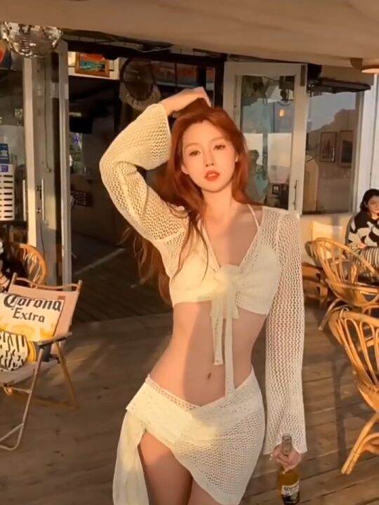 40-58kg ชุดว่ายน้ำบิกินี 4ชิ้น สไตล์เซ็กซี่ ผ้าเนื้อดี เป็นที่นิยมมาก ชุดว่ายน้ำ bikini Swimming ...