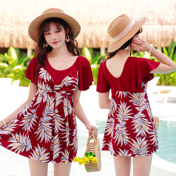 🔥NEW🔥 เดรส ชุดว่ายน้ำ ชุดว่ายน้ำคนอ้วน ชุดว่ายน้ำ 70~100kg เดรส ชุดว่ายน้ำ ชุดว่ายน้ำสาวอวบ ...