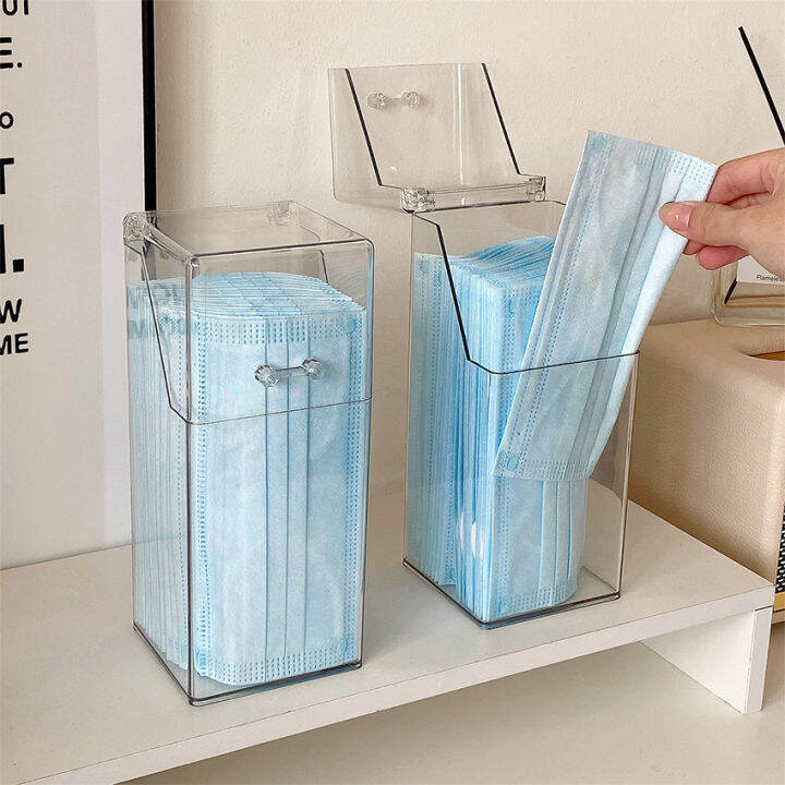 Tempat Masker Kotak Penyimpanan Akrilik Transparan Serbaguna Anti Debu ...