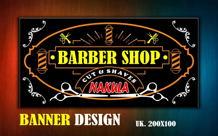 Banner, Spanduk Pangkas Rambut, Barbershop Hitam Keren Simpel | Lazada ...