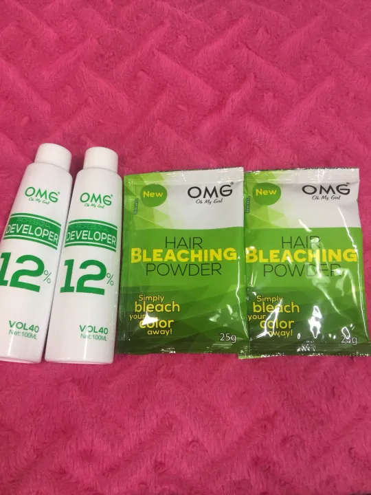 2 pcs Omg bleaching powder 25g and 2 pcs oxidizer 100 ml | Lazada PH