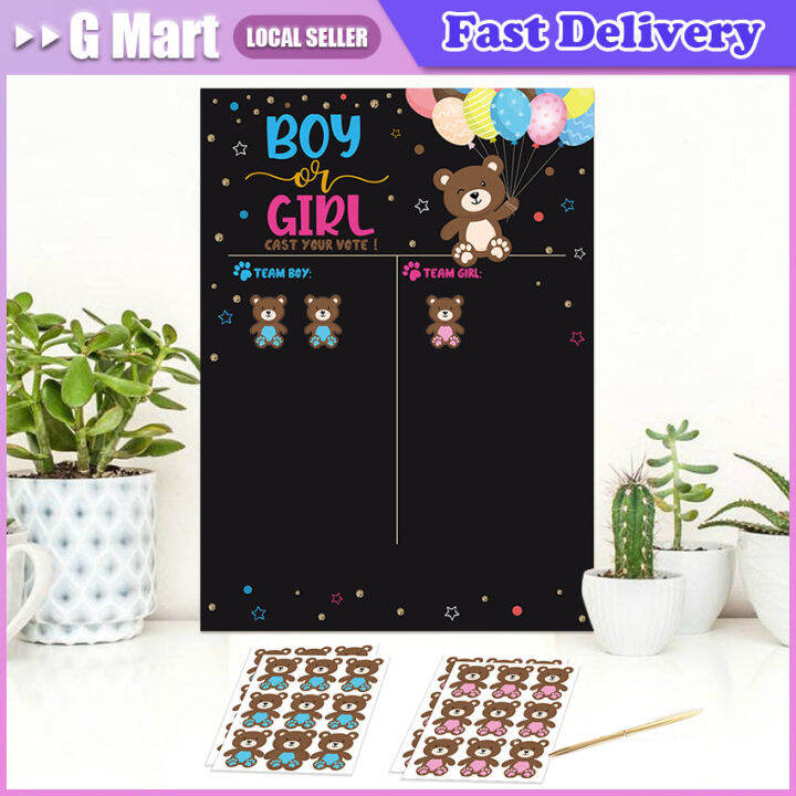 Gender Reveal Voting Game Boy or Girl Poster Board with Stickers Baby ...