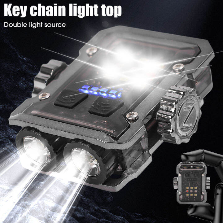 Multifunctional Strong Light Mini Flashlight Type-C Rechargeable Double ...