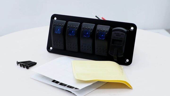 ชุดแผงสวิตช์คันโยกไฟแอลอีดีสีฟ้า2 + 1/3 + 1/4 + 1แก๊ง LED สีฟ้ากันน้ำ ...