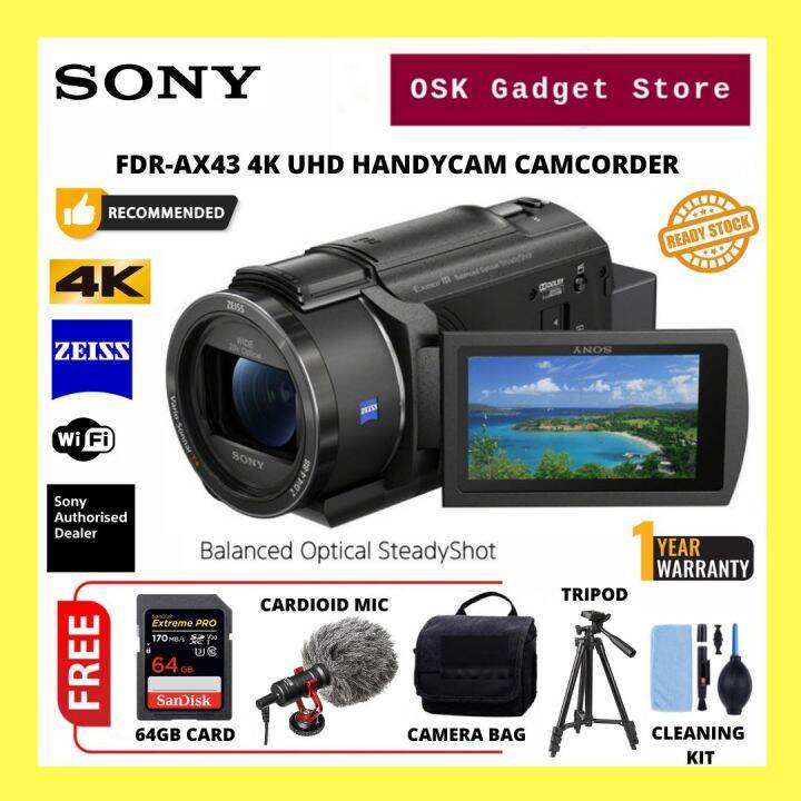New Model Sony FDR-AX43A AX43 A 4K UHD Handycam Camcorder | Bundle ...