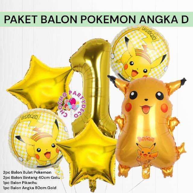 Paket Balon POKEMON Angka D / Dekorasi Ulang Tahun Pokemon Pikachu ...