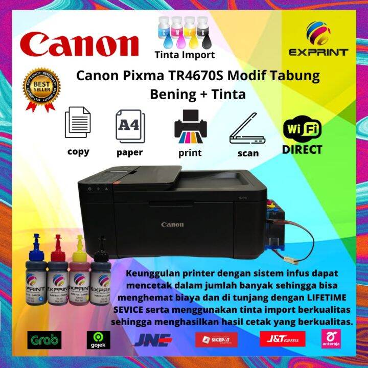 Printer Canon TR4670s Print Scan Copy Wifi ADF Ink Tank (bening ...