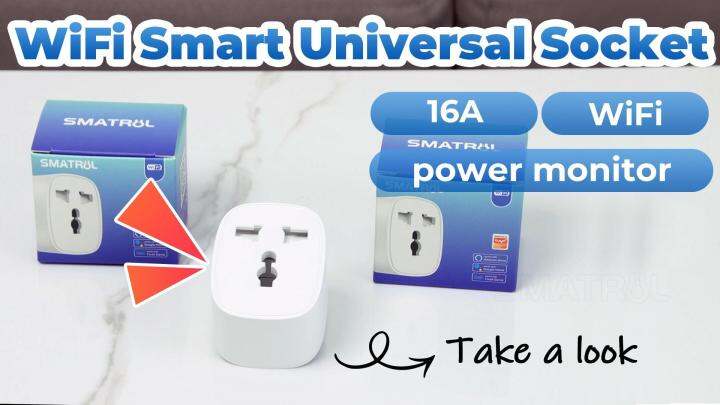 SMATRUL Wifi Smart Socket Power Monitor 16A Universal, Us EU Uk AU Plug ...