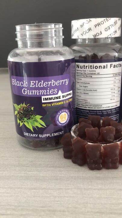 Vitamin C and Zinc boost immunity Health Black Elderberry Gummies ...