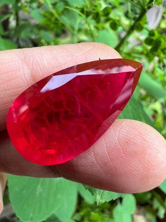 Lab made Ruby 21x34 มิลลิเมตร Lab made รูบี้ ทับทิม รูป ทรงหยดน้ำ หนัก ...