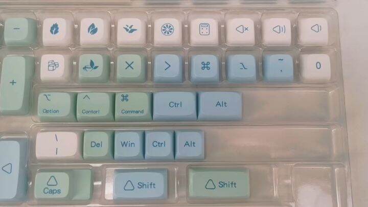 Ice Crystals Mint Keycaps XDA Profile PBT Sublimation For Keyboard ...
