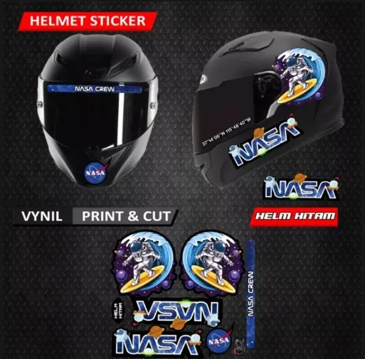 sticker helm NASA / stiker helem leopard/Lis polet monster energi ...
