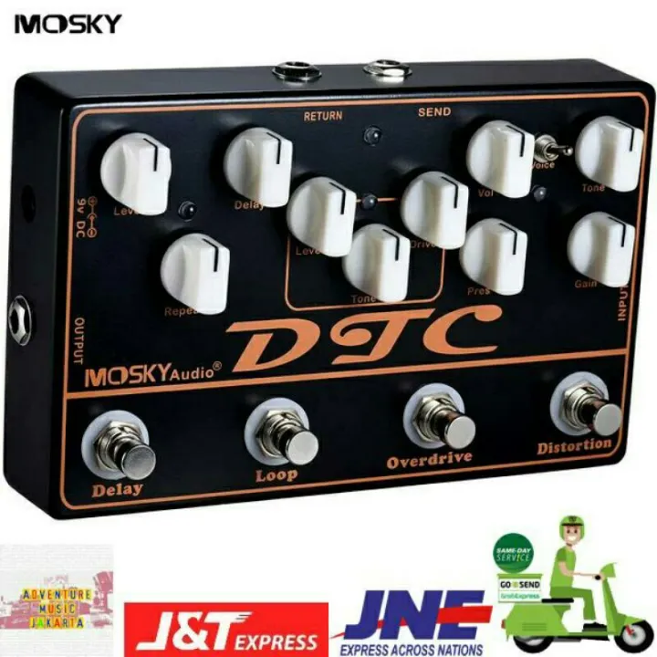 MOSKY DTC Pedal Multi Efek Gitar Distortion Overdrive Loop Delay 4 in 1 ...