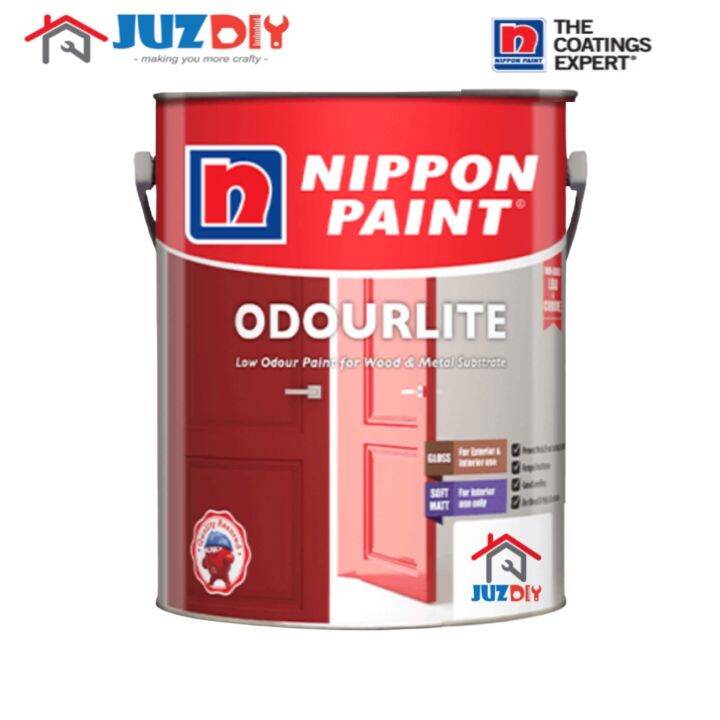 Nippon Soft Matt Pure White & Black 5L # For Wood & Metal # Tak Kilat ...