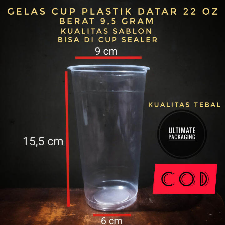 gelas cup plastik datar 22 oz isi 50 pcs | Lazada Indonesia