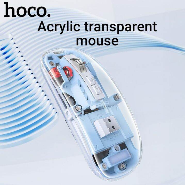 HOCO M7 Bluetooth Wireless Transparent Mouse 2400 DPI USB Rechargeable ...