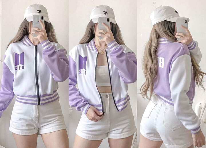 BTS BOMBER JACKET VARSITY CROPJACKET FOR WOMEN | Lazada PH