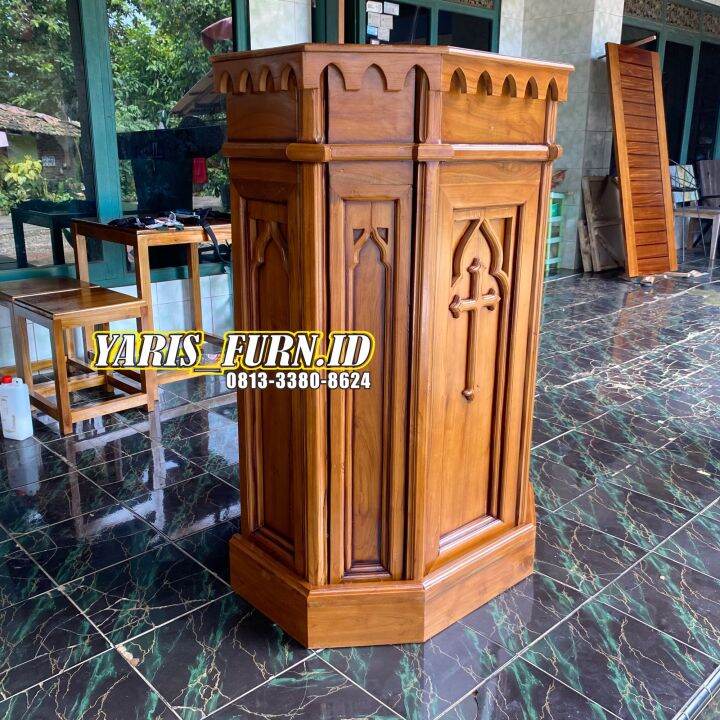 Mimbar gereja kayu jati - mimbar minimalis kayu jati - mimbar kristen ...