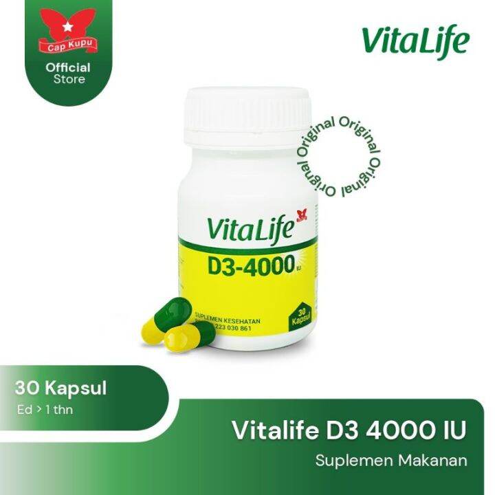 Vitalife Vitamin D3 4000 iU 30 Kapsul / Vitalife D3 4000 | Lazada Indonesia