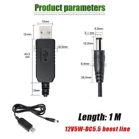 DC-DC Converter Cable USB 5V to 9V/12V DC Jack 5.5mmx2.1mm Step-up ...