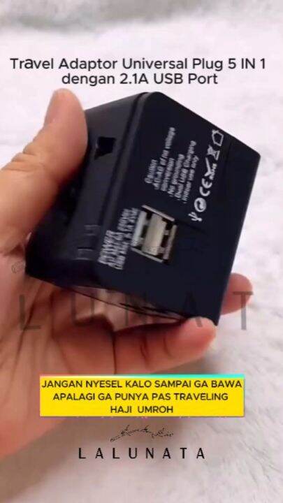 Travel Adaptor Universal Plug 5 IN 1 EU UK US dengan 2.1A USB Port ...
