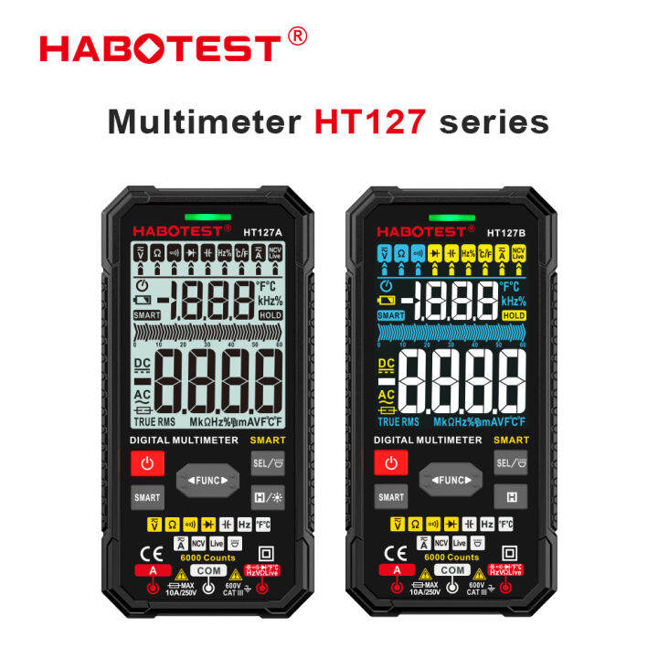 HABOTEST HT127 Smart Digital Multimeter 600V AC/DC 6000 Counts NCV True ...