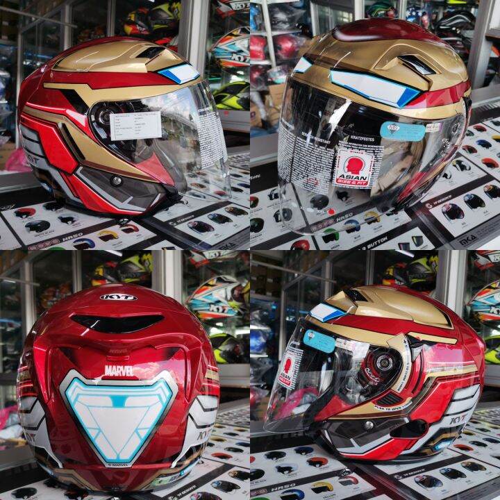 MARVEL HELMET KYT VENOM IRONMAN IRON MAN OPEN FACE DOUBLE VISOR | Lazada