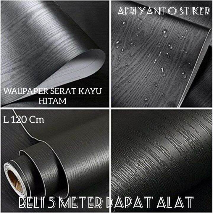 Stiker Serat Kayu Hitam Stiker Lemari Stiker Meja Stiker Almari Stiker ...