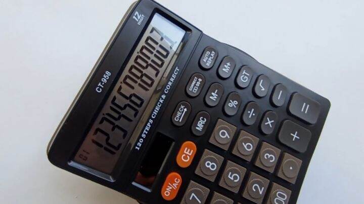 Kalkulator Besar Polos Hitam Putih Ukuran 16 x 12cm Display 12 Digit ...