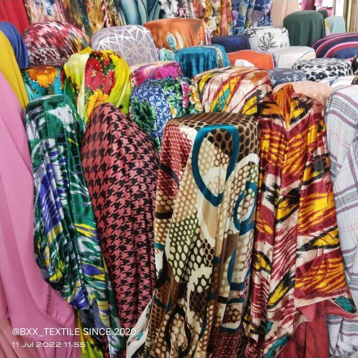 kain beludru velvet motif import melar | harga per 1,5 meter | Lazada ...