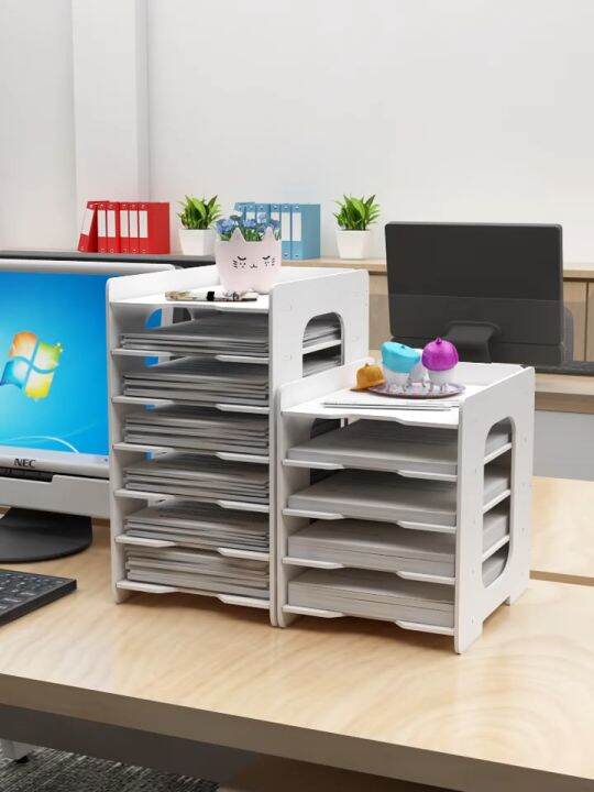 File Rack Organizer Shelf Long bond Rack Desktop Multi-layer Storage ...