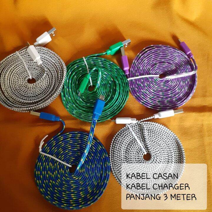 KABEL CASAN KABEL DATA 3 METER MICRO USB TALI NYLON | Lazada Indonesia