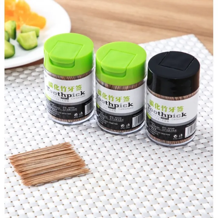 500 PCS DISPOSABLE NATURAL BAMBOO DENTAL CARBONATED WOOD TOOTHPICK ...