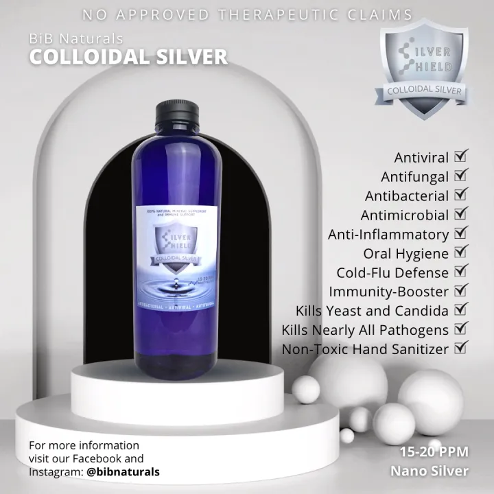 1000ml Silver Shield Ionic Nano Colloidal Silver - Natural Mineral ...