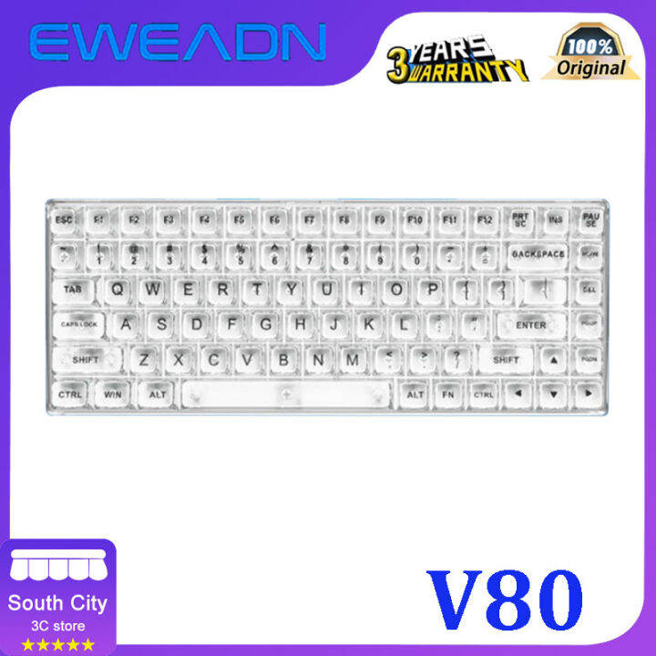 EWEADN V80 Transparent wireless Bluetooth mechanical keyboard three ...
