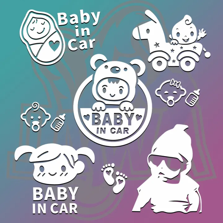 Baby in Car Car Stickers Waterproof Reflective Stickers Baby Car ...