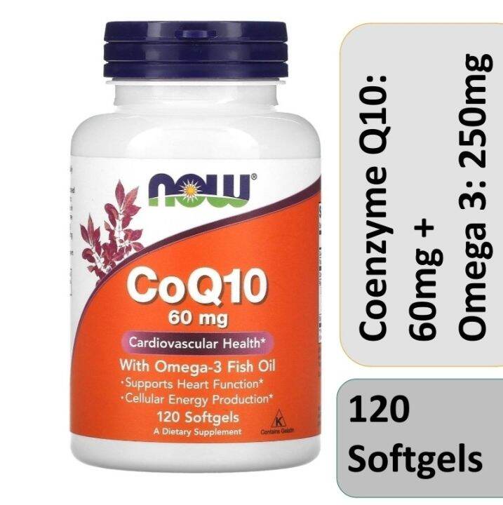 Now Foods CoQ10 Q10 obat jantung koroner penyumbatan pembuluh darah arteri 60mg 60 mg Omega 3 ...