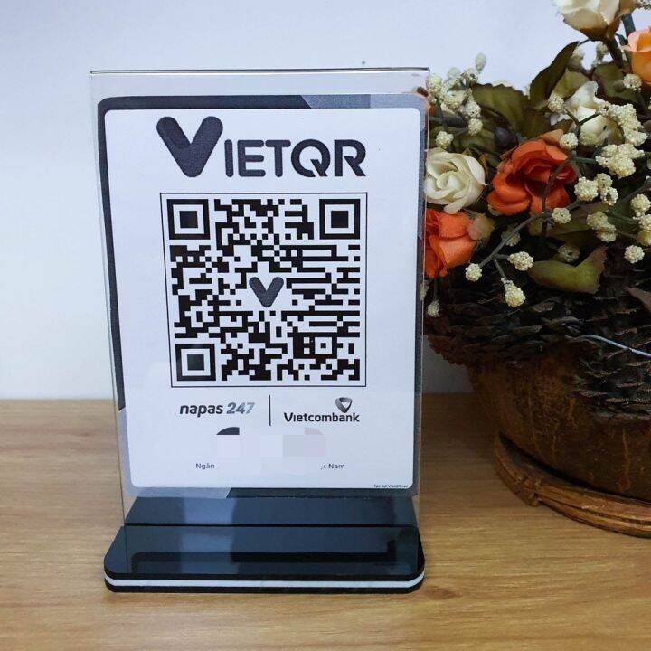 Menu mica quét mã QRCode,mica đế lùa, bảng QRcode kệ mica tài khoản ...