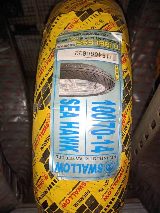 BAN LUAR MOTOR MERK SWALLOW UKURAN 100/70-14 SEA HAWK TUBELESS RING 14 ...