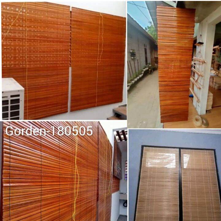 tirai bambu penutup teras motif/tirai penghalang ruangan/tirai gulung ...