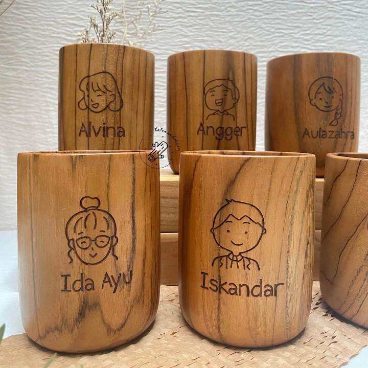 [GRATIS GRAVIR NAMA] Gelas/ Mug Kayu Jati | Lazada Indonesia
