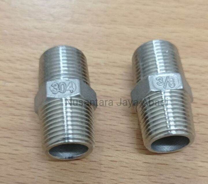 Double Nepel Stainless 304 3/8 " inchi DN 10 Nepel Drat Luar | Lazada ...