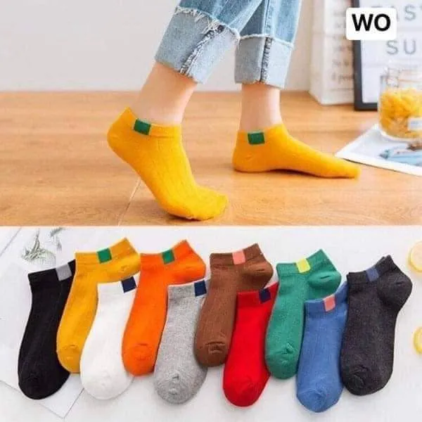 COLOR POP KOREAN SOCKS 10 PAIRS WITH POUCH | Lazada PH