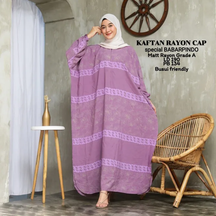 Kaftan Batik Cap Babar Pindo Ld 190 Jumbo Busui Rayon Adem Tebal Nyaman ...