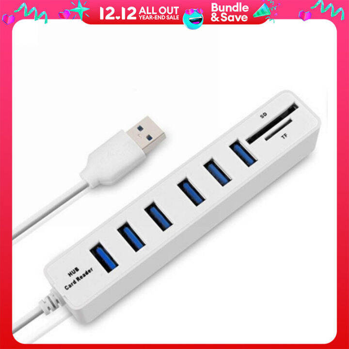 Multi USB 2.0 Hub USB Splitter High Speed 6 Ports with TF SD Card ...